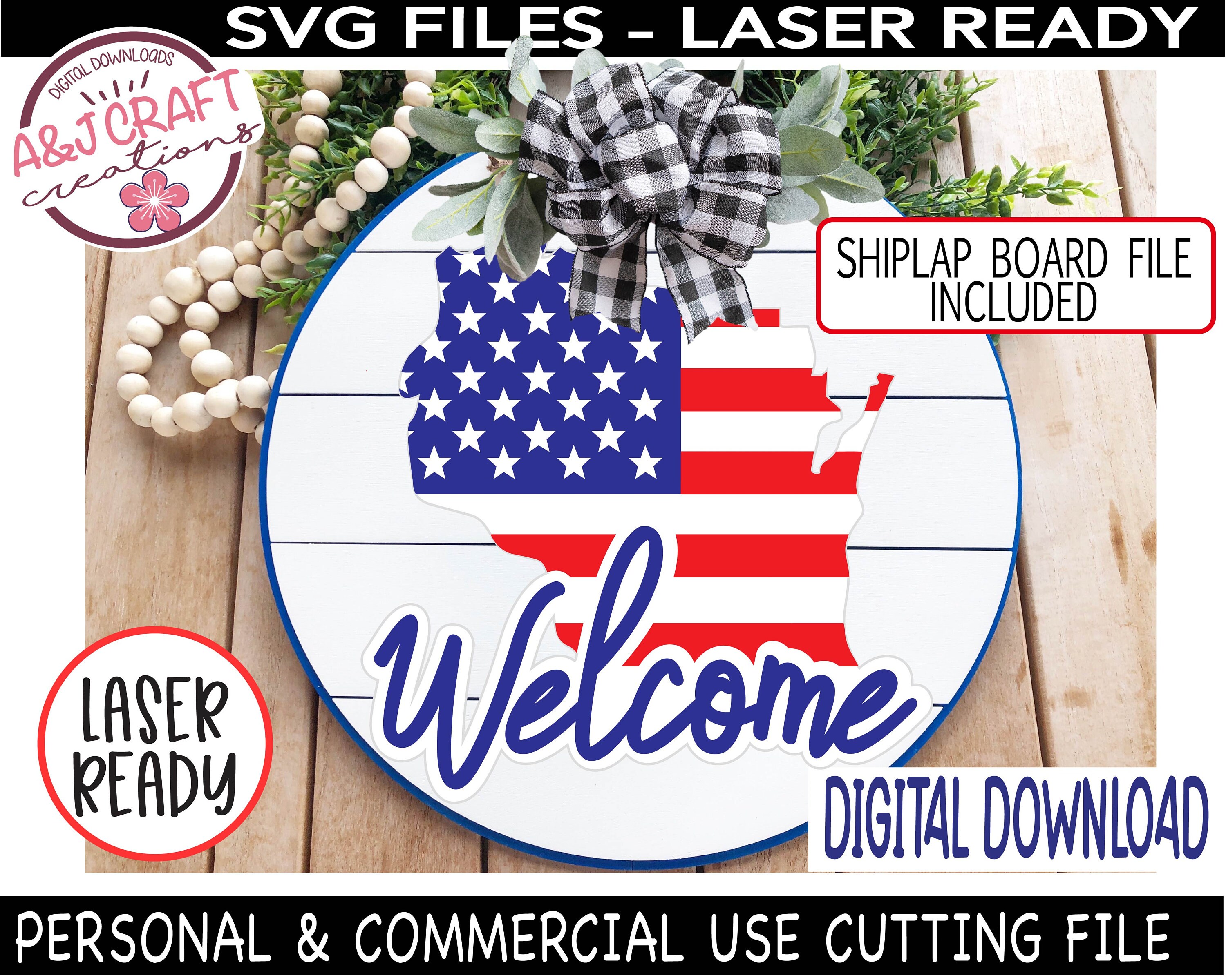 WISCONSIN Welcome Sign Svg Laser Ready Svg Patriotic Welcome - Etsy