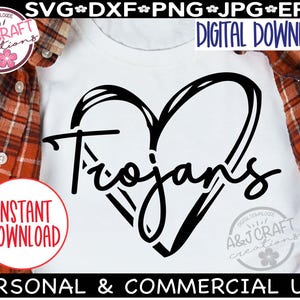 Trojans Heart Svg, Trojans Svg, Trojans Football SVG, Trojans Team ...