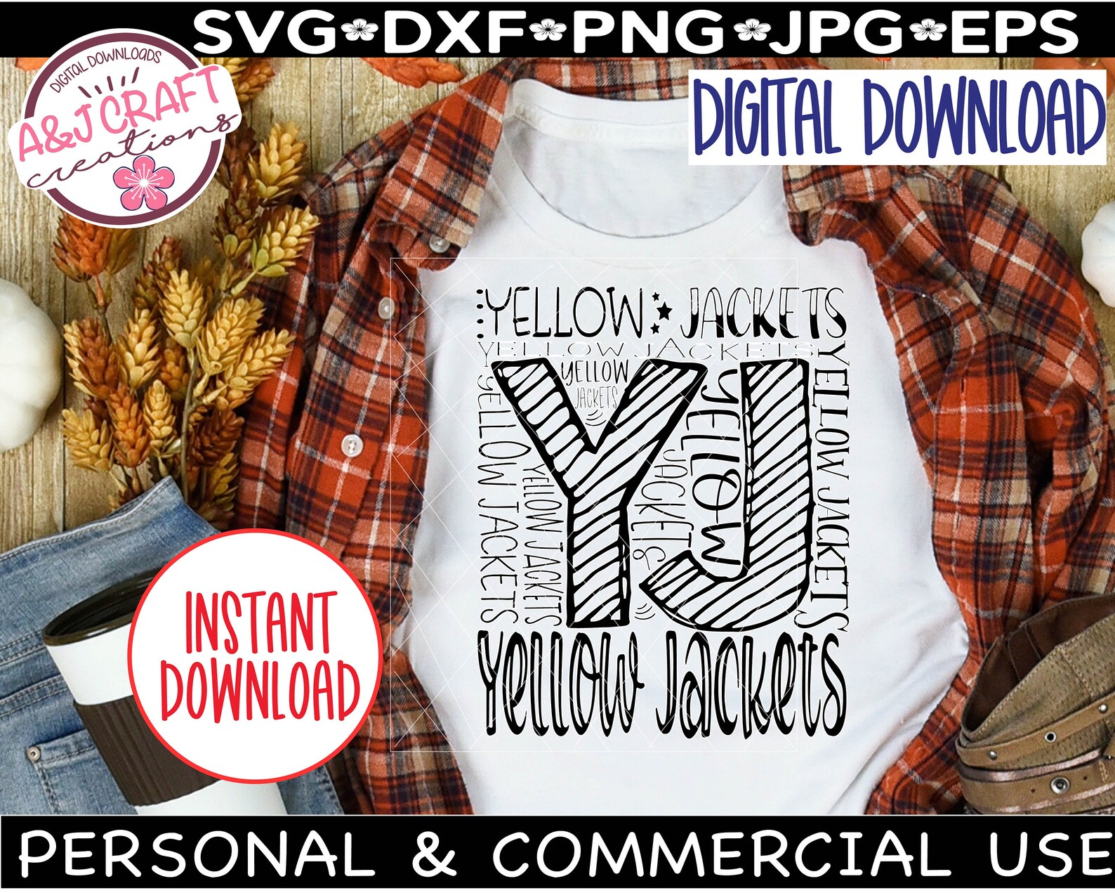 Yellow Jackets SVG Yellow Jackets Football Svg Yellow | Etsy