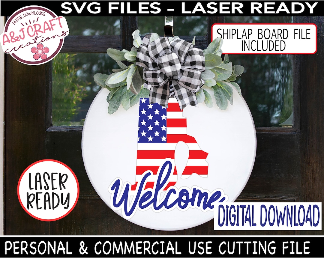 RHODE ISLAND Welcome Sign Svg, Laser Ready Svg, Patriotic Welcome Sign ...