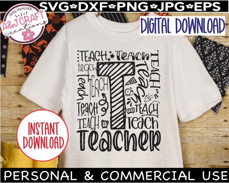 Teacher Typography SVG Teacher Shirt Svg Teacher Word Art - Etsy
