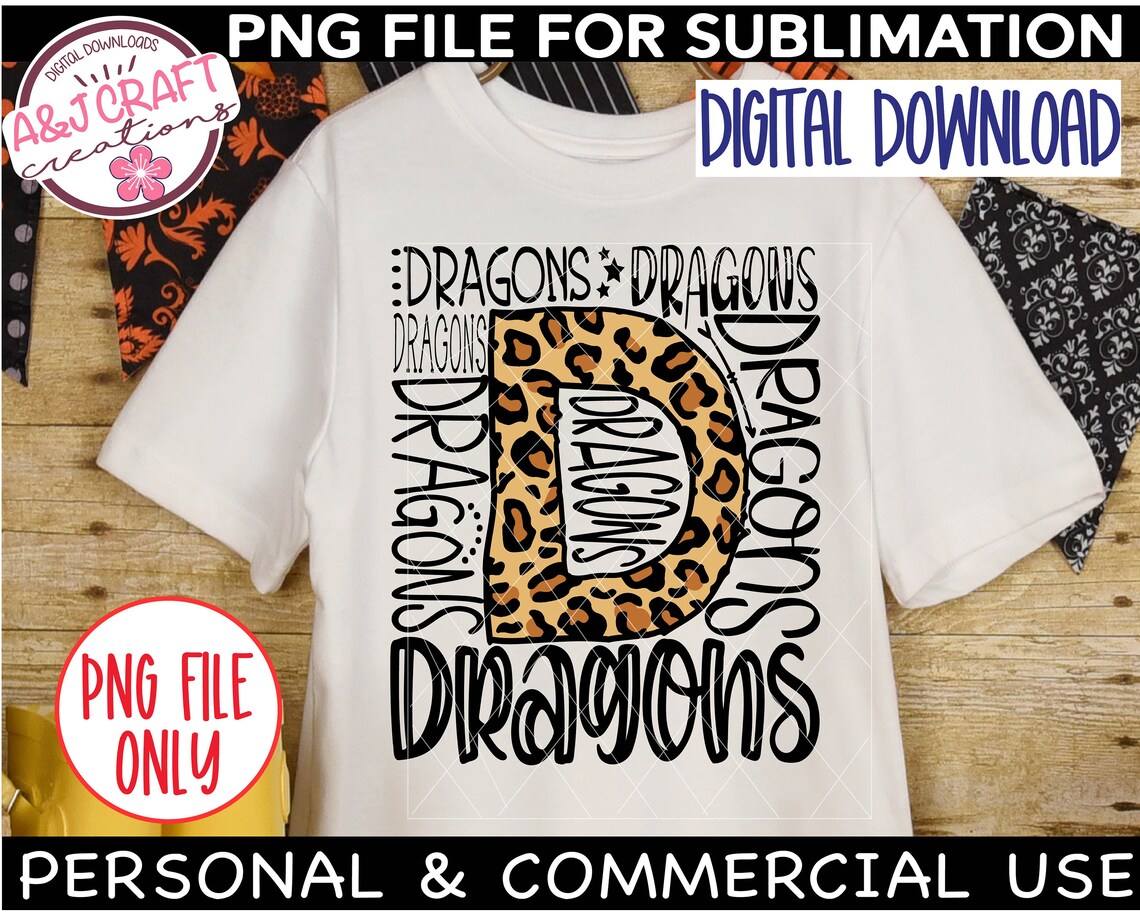 DRAGONS Leopard Print PNG Dragons Sublimation Design Dragons - Etsy