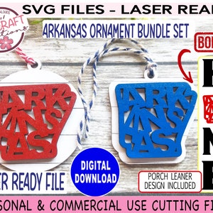 Arkansas Ornament SVG BUNDLE, Laser Ready File, Arkansas Word Art Svg ...
