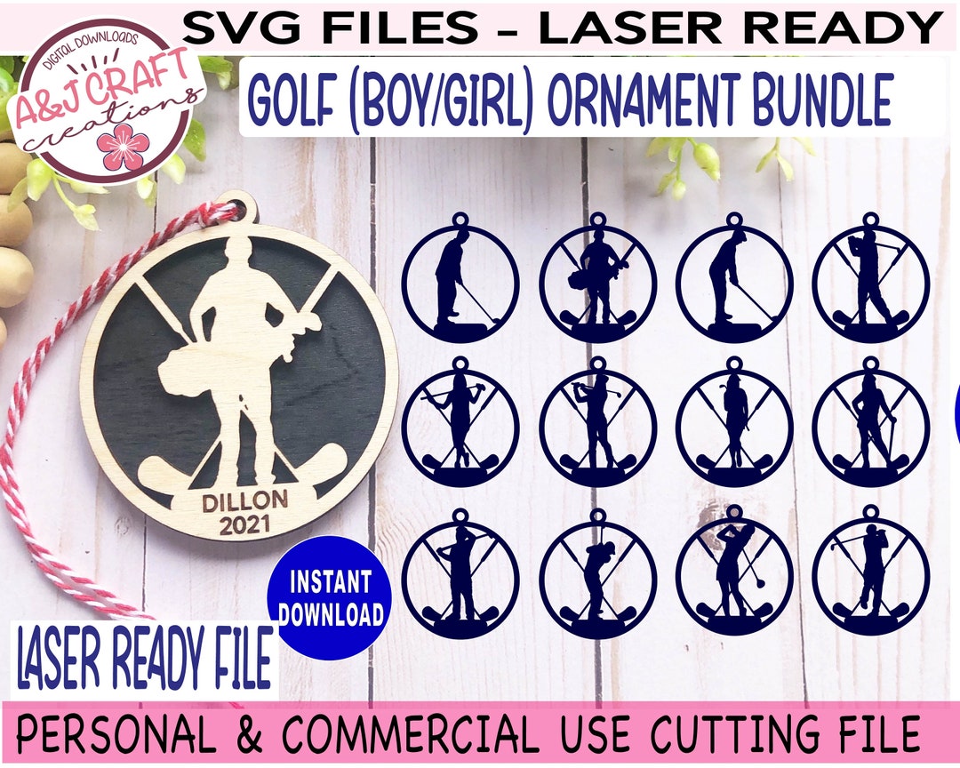 Golf Ornament SVG Bundle, Golf Svg Ornament, Laser Ready File, Laser ...