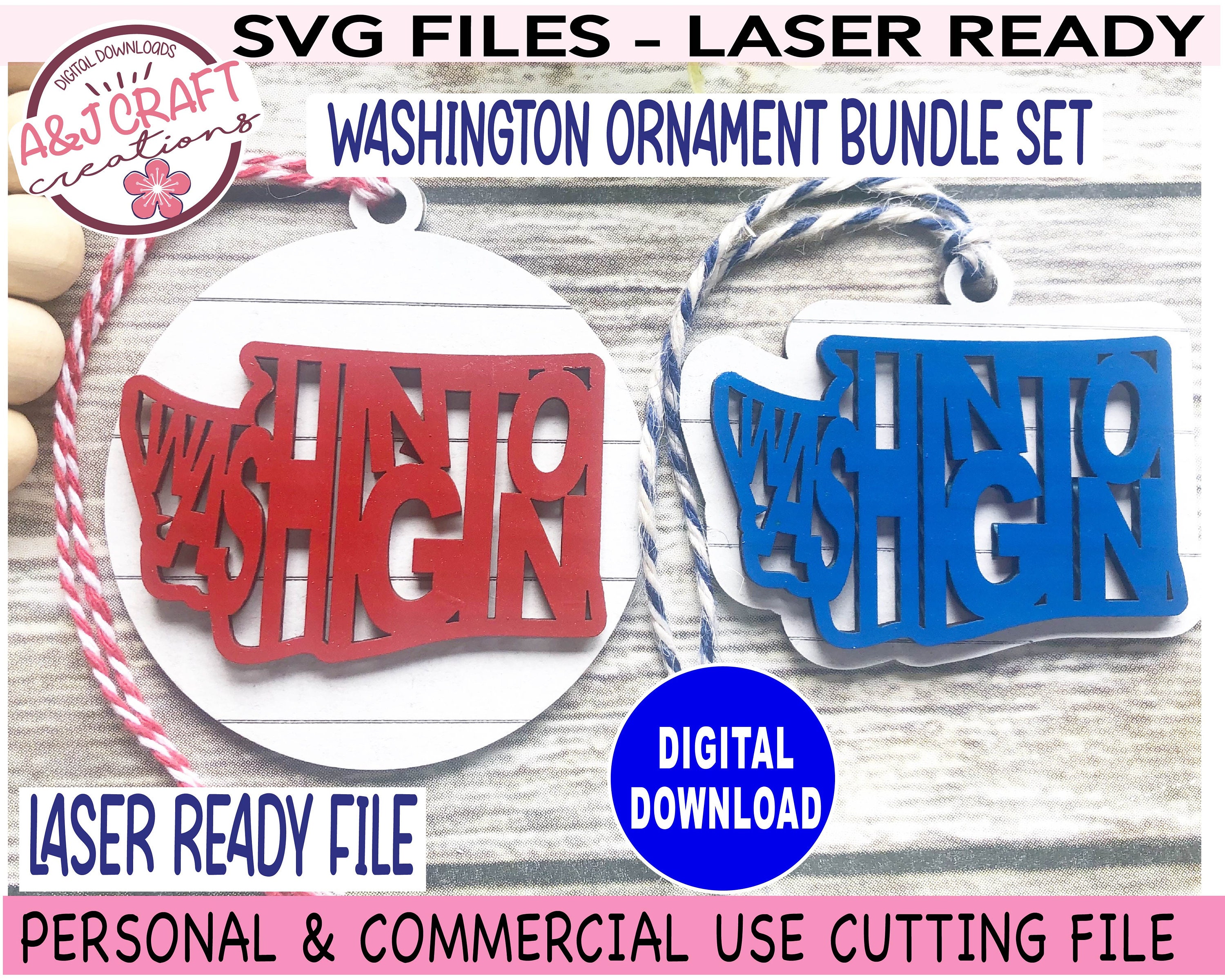 Washington Ornament SVG BUNDLE Laser Ready File Washington - Etsy