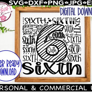 6th Grade Typography Svg, 6th Sixth Grade SVG, 6th Grade Teacher Shirt ...