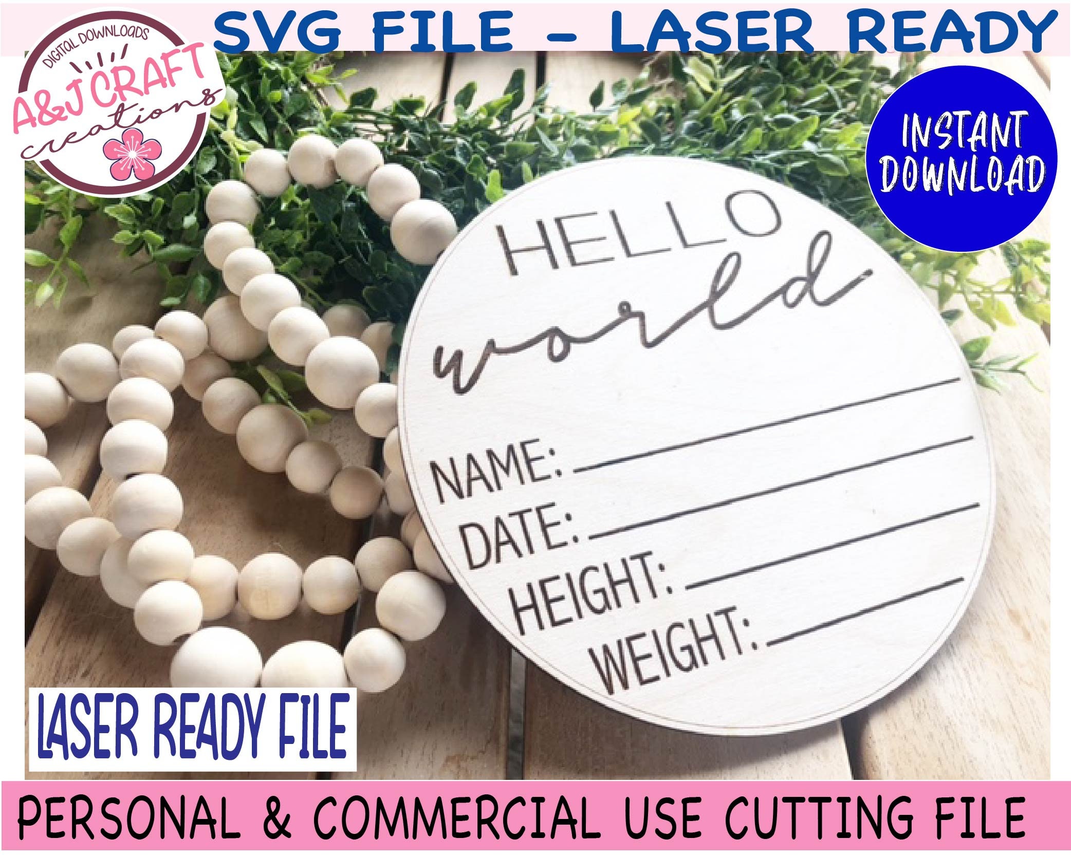 Hello World SVG Hello World laser cut file New Baby Sign | Etsy