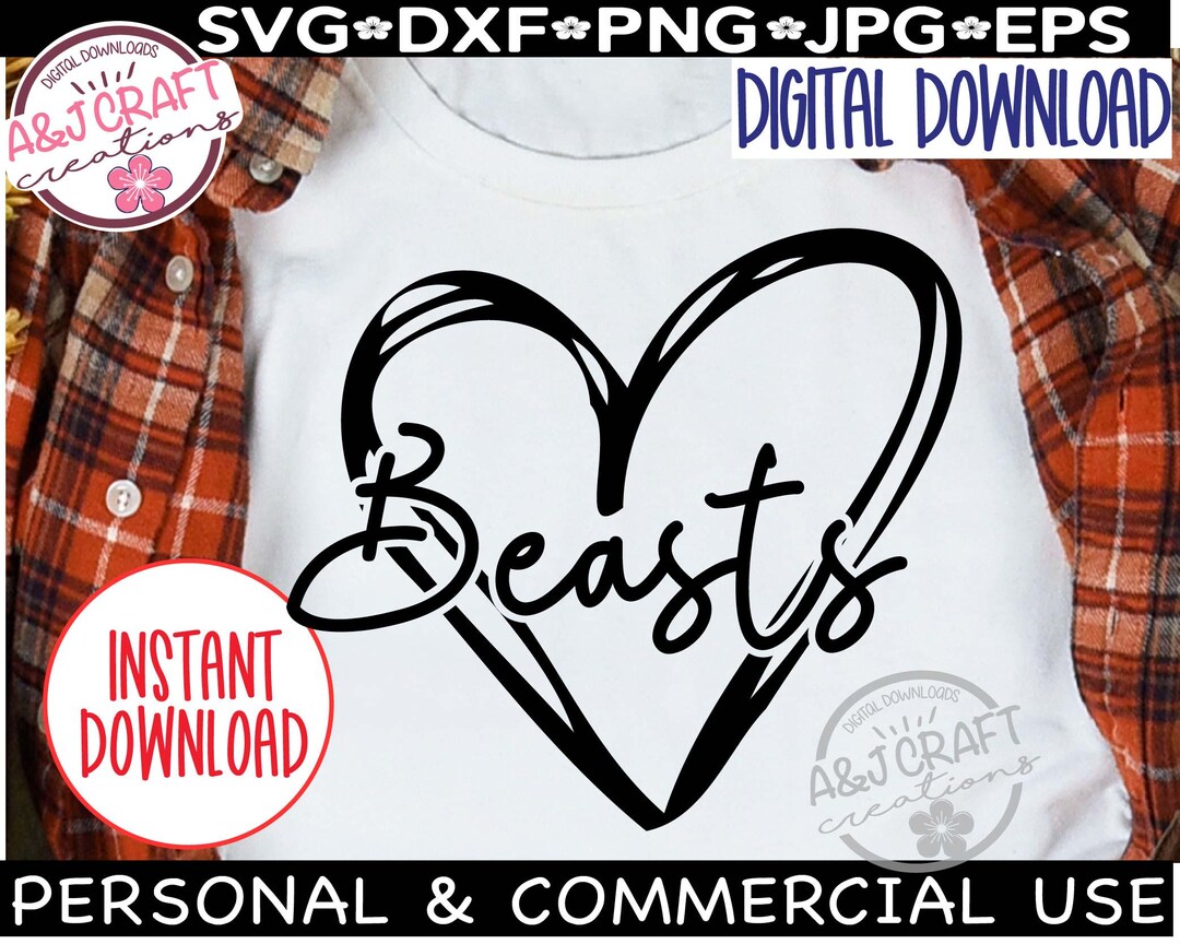 Beasts Heart SVG, Beasts Football Svg, Go Beasts , Beasts Team Mascot ...