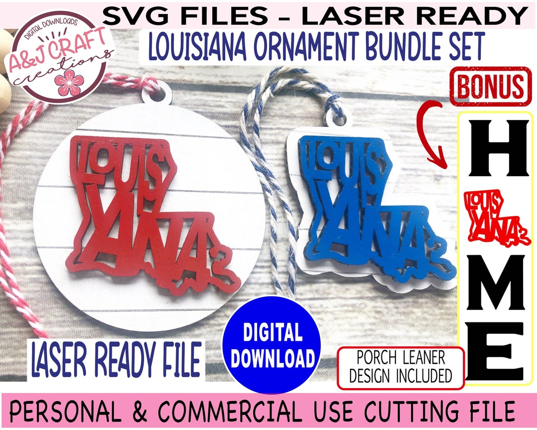 Louisiana Ornament SVG BUNDLE, Louisiana Laser File, Louisiana ...