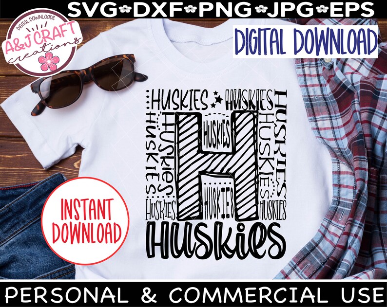 HUSKIES SVG, Huskies Football Svg, Huskies Typography Svg, Huskies Team ...