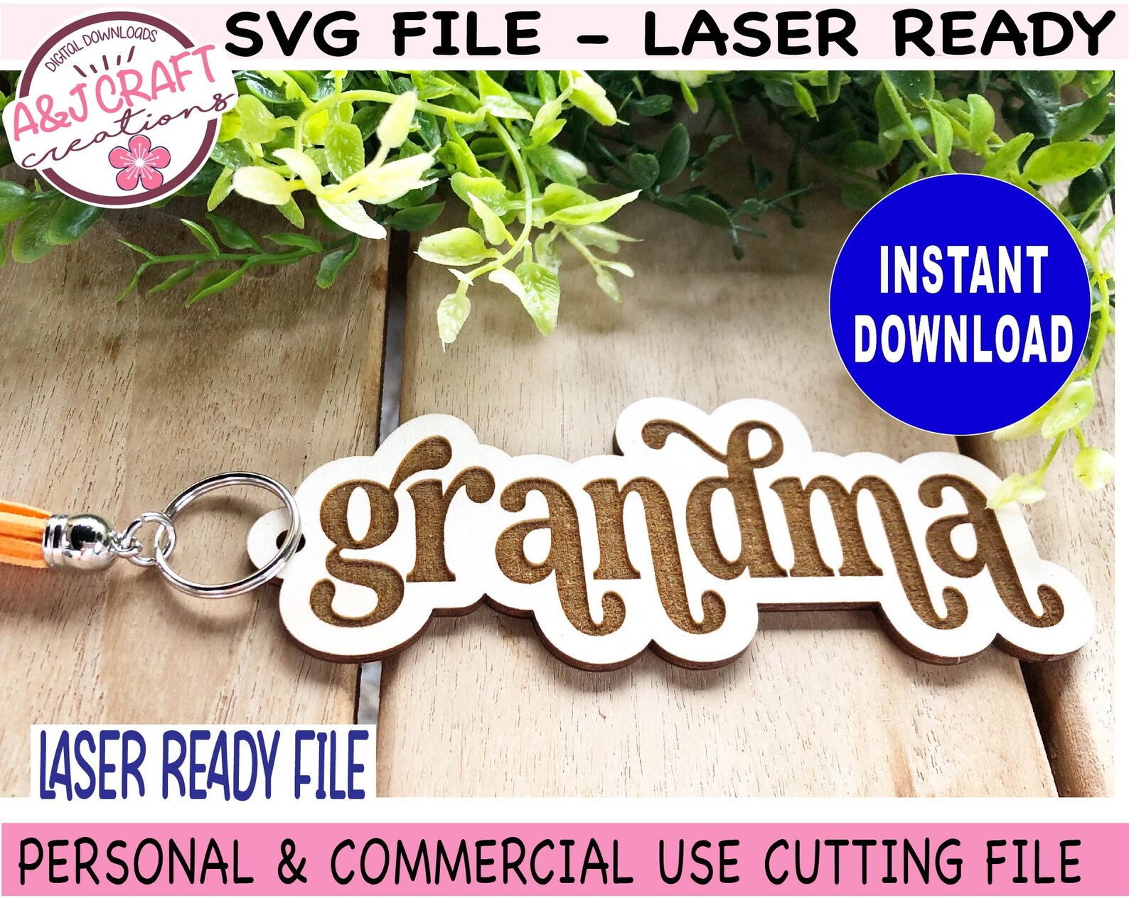 Grandma Keychain Laser Ready File, Grandma SVG, Grandma Keychain Svg ...