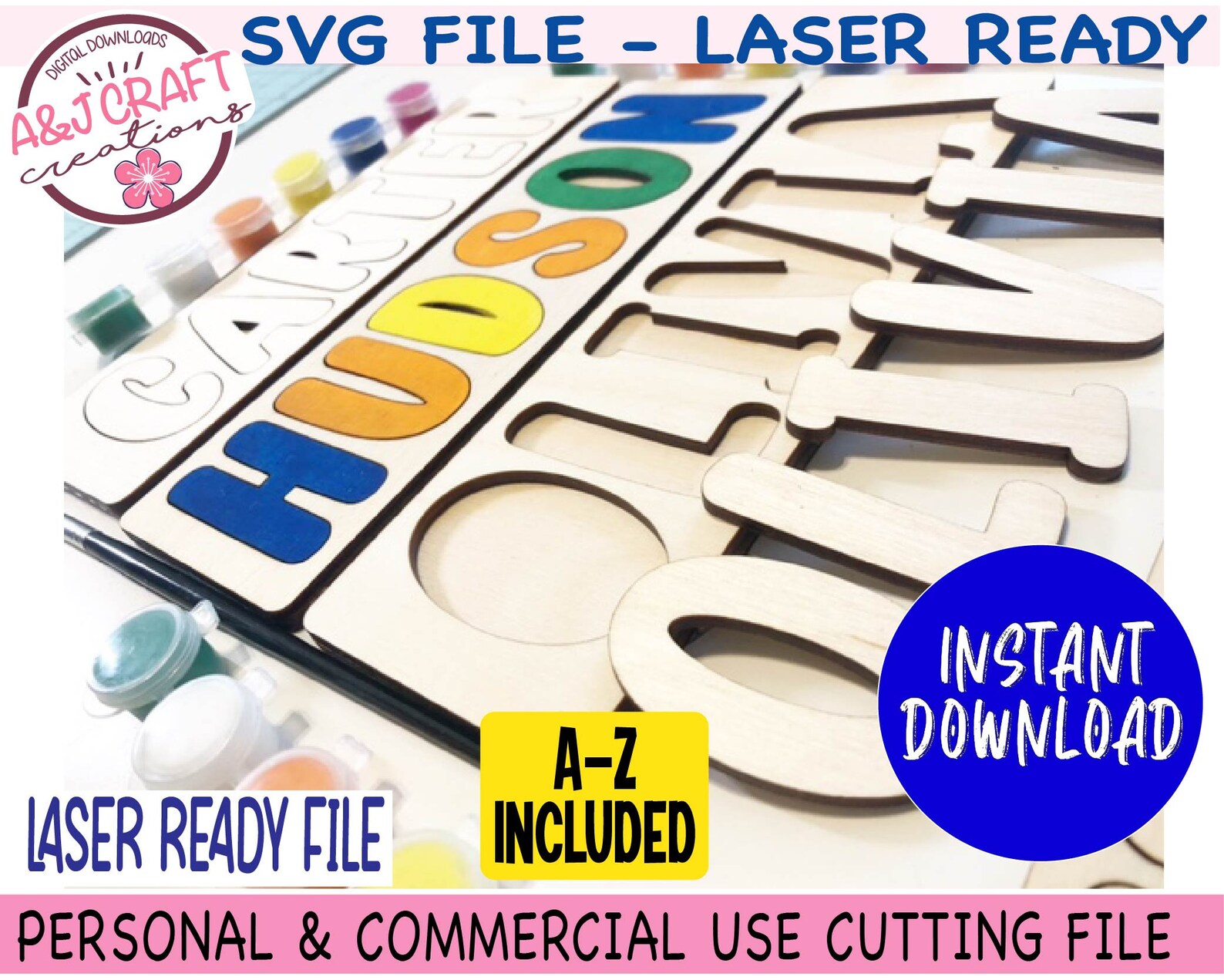 Name Puzzle SVG, Name Puzzle Laser File, Name Puzzle Svg Laser, Wooden ...