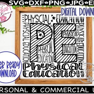 PE Svg, PE Teacher Typography Svg, Physical Education Teacher, PE ...