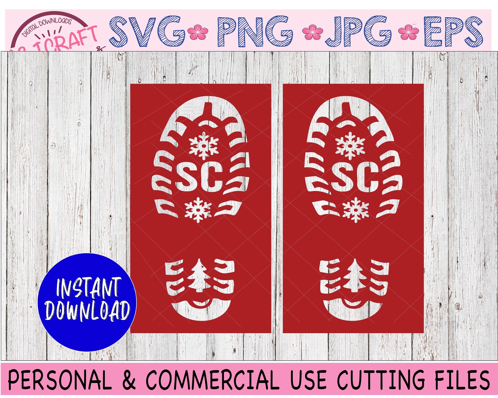 Santa Footprint Stencil Download, Santa Boots Svg, Santa Footprint Svg ...