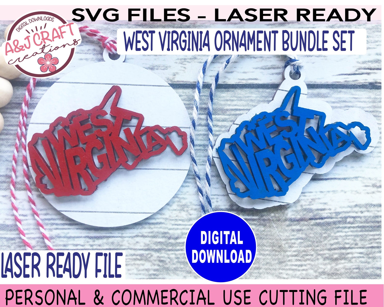 West Virginia Ornament SVG BUNDLE Laser Ready File West - Etsy