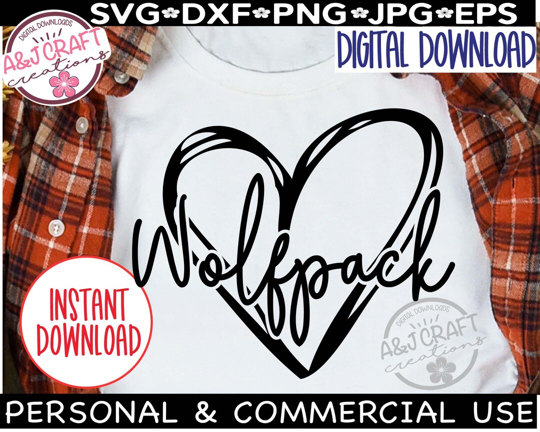 Wolfpack Heart SVG, Wolfpack Football, Wolfpack Spirit Shirt ...