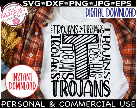 TROJANS Typography SVG Trojans Football Svg Trojans Softball - Etsy