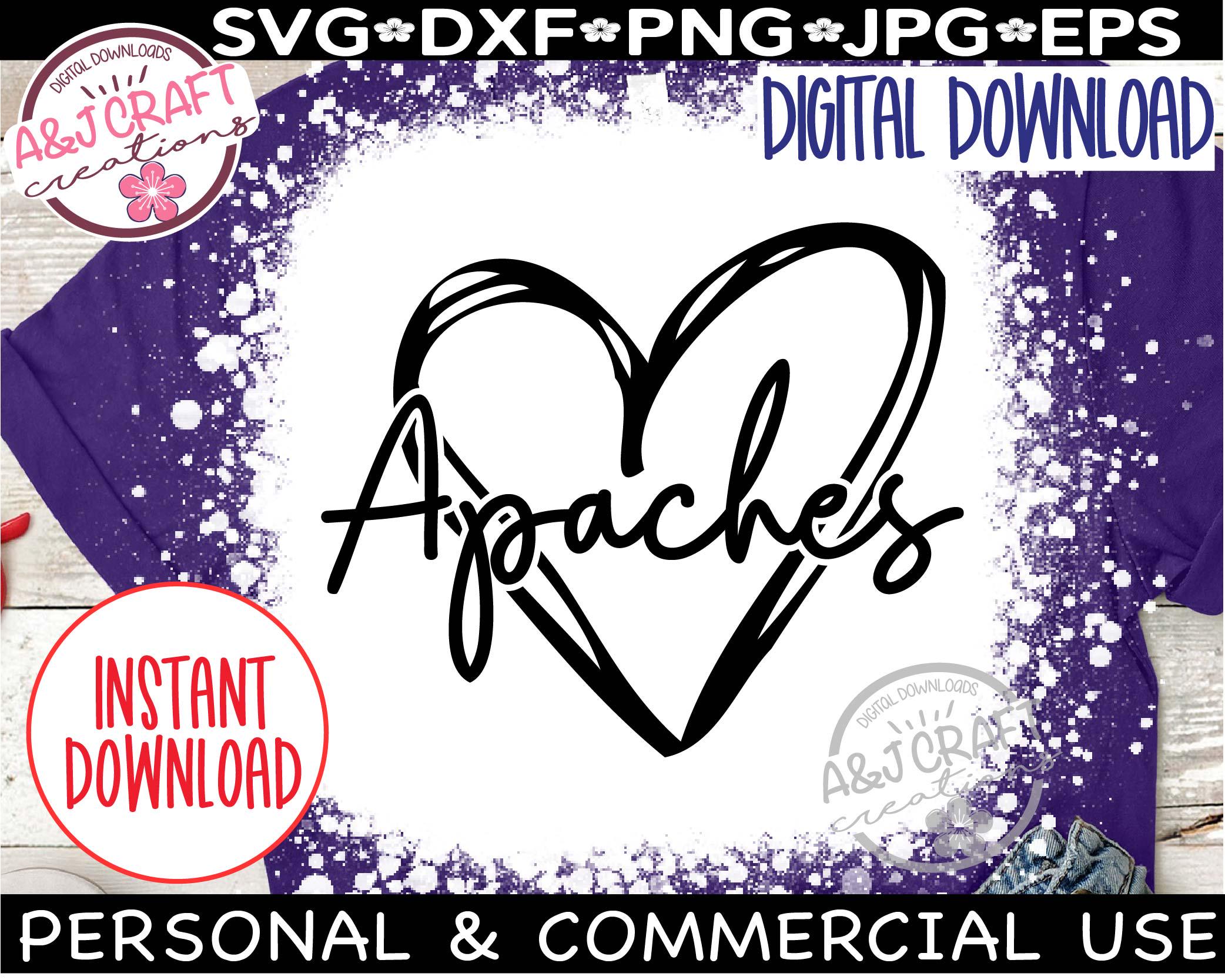 Apaches Heart SVG, Apaches Football Svg, Apaches School Team Mascot ...