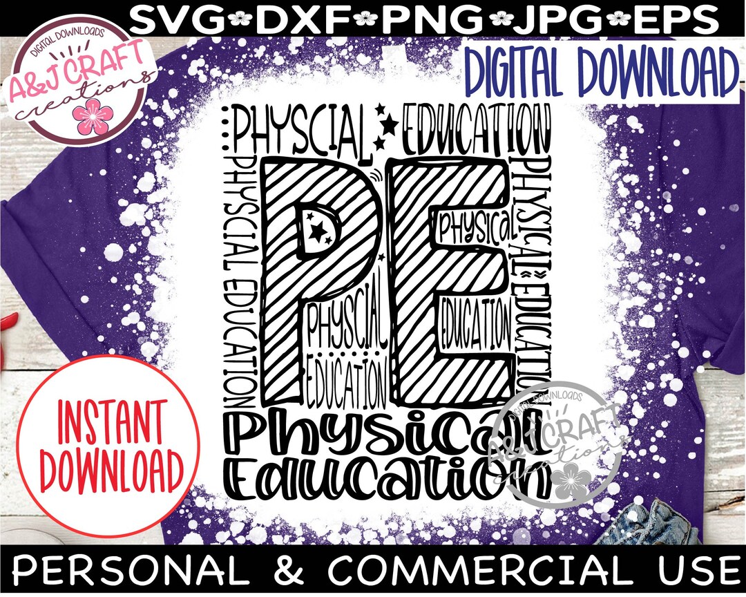 PE Svg, PE Teacher Typography Svg, Physical Education Teacher, PE ...