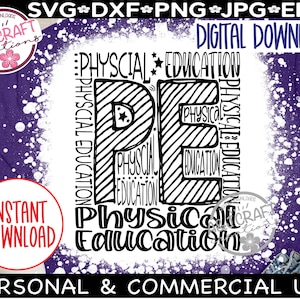 PE Svg, PE Teacher Typography Svg, Physical Education Teacher, PE ...
