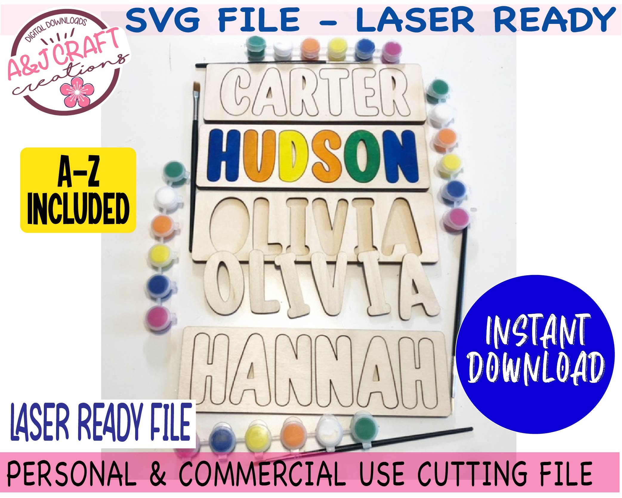 Name Puzzle SVG, Name Puzzle Laser File, Name Puzzle Svg Laser, Wooden ...