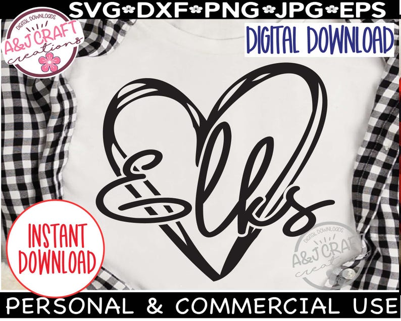Elks Heart SVG, Elks Football Mom Svg, Typography Svg, Elks Football ...