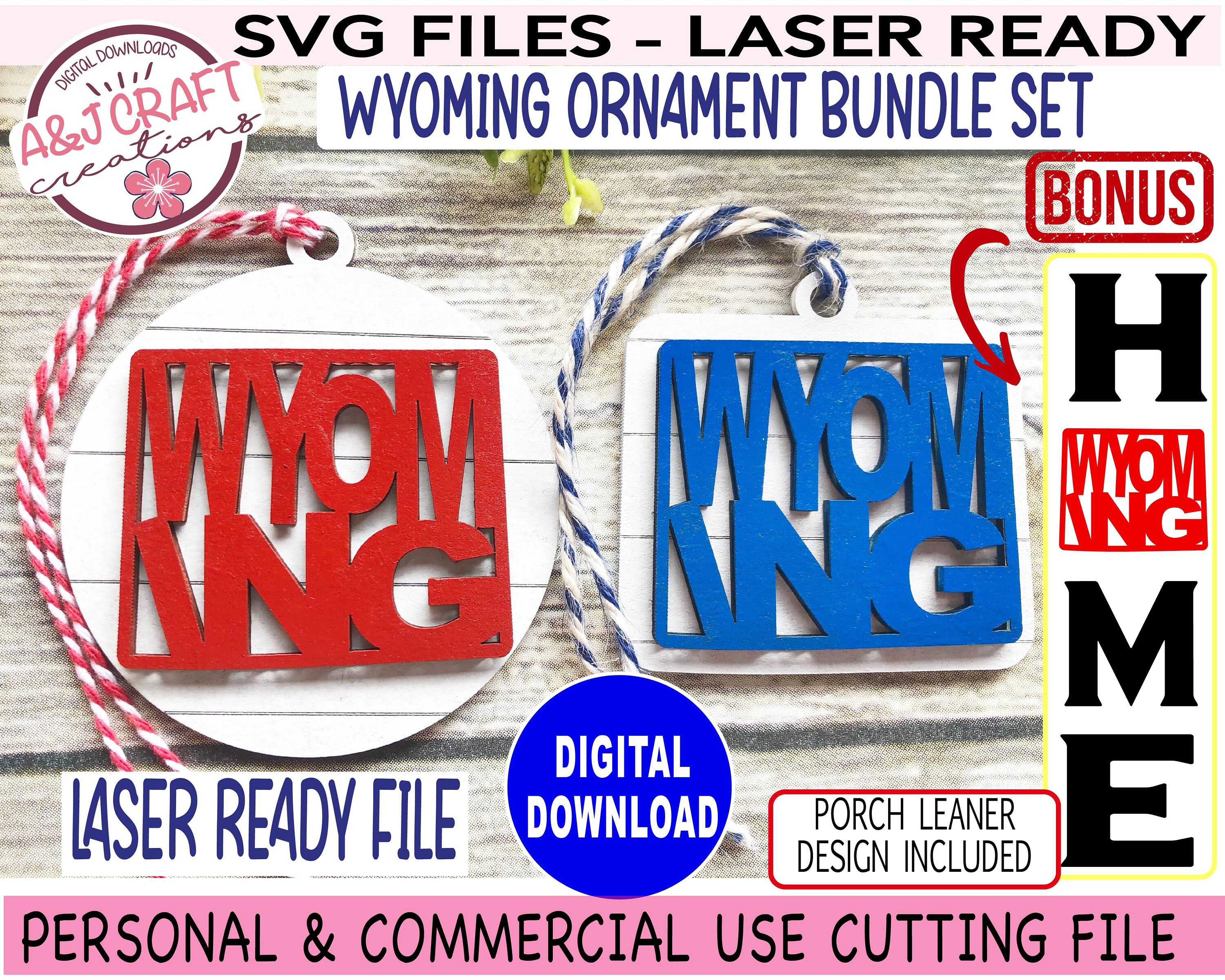 Wyoming Ornament SVG BUNDLE, Laser Ready File, Wyoming Word Art Svg ...