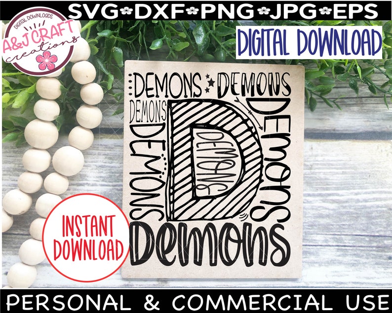 Demons SVG, Demons Typography, Demons Football Svg, Demons Football Mom ...