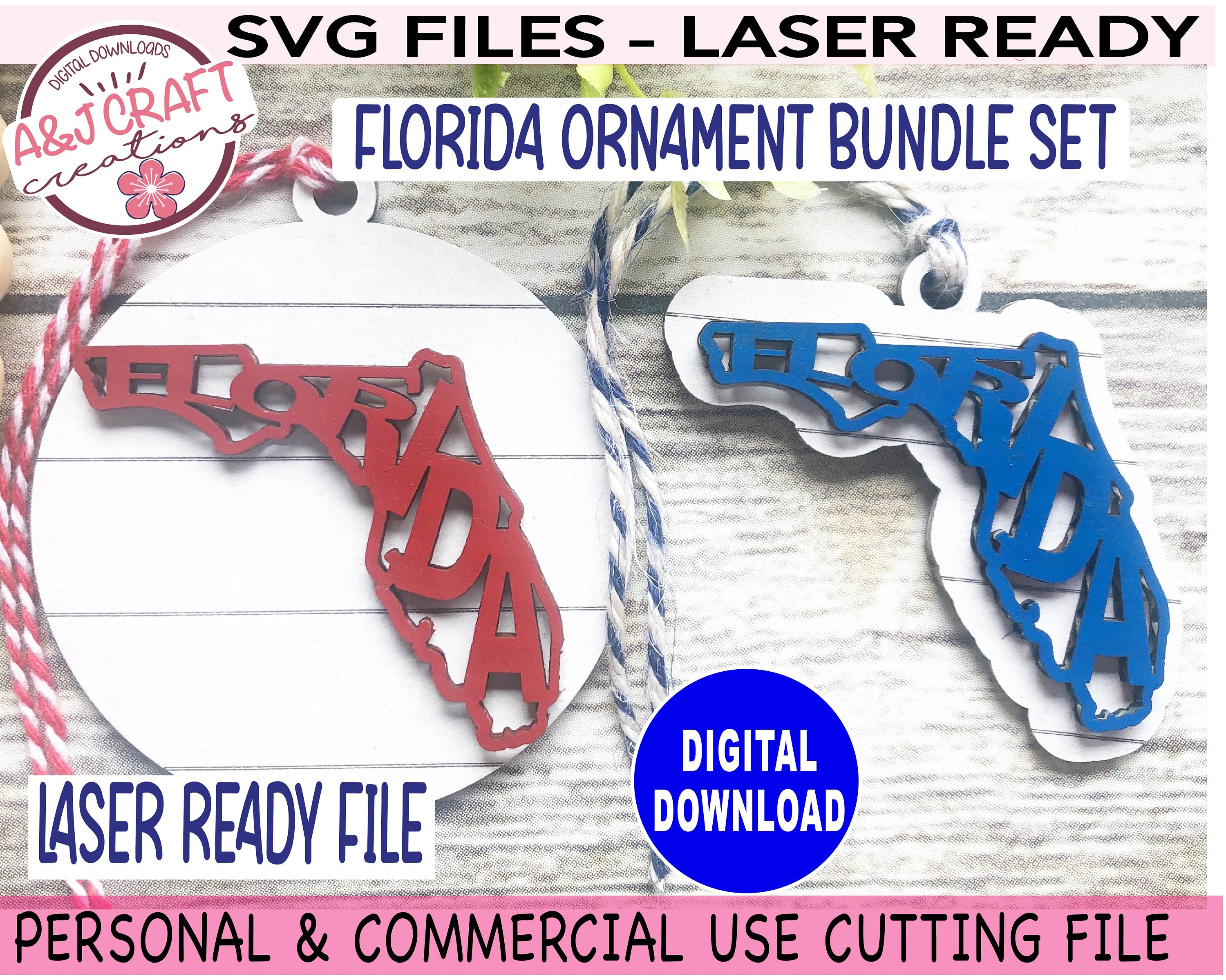 Florida Ornament SVG BUNDLE Laser Ready File Florida Word | Etsy