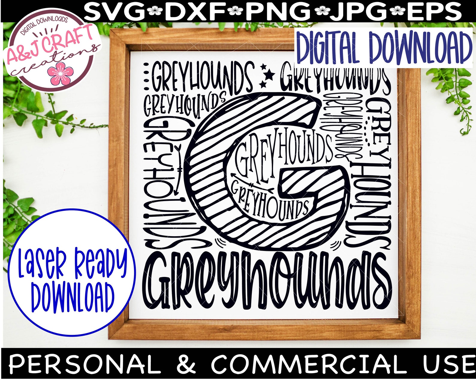 Greyhounds SVG, Greyhound Typography Svg, Greyhounds Football Svg ...