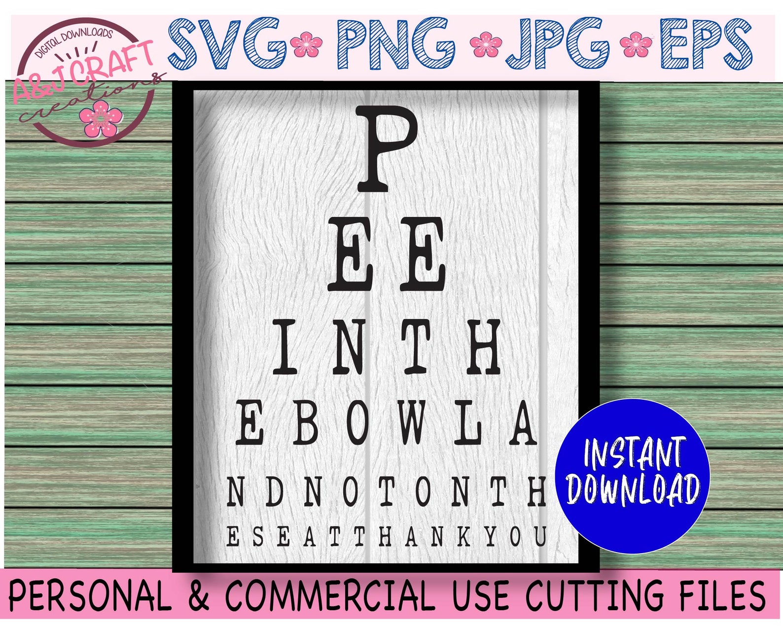 Pee in the Bowl and Not on the Seat Eye Chart Bathroom Pee | Etsy