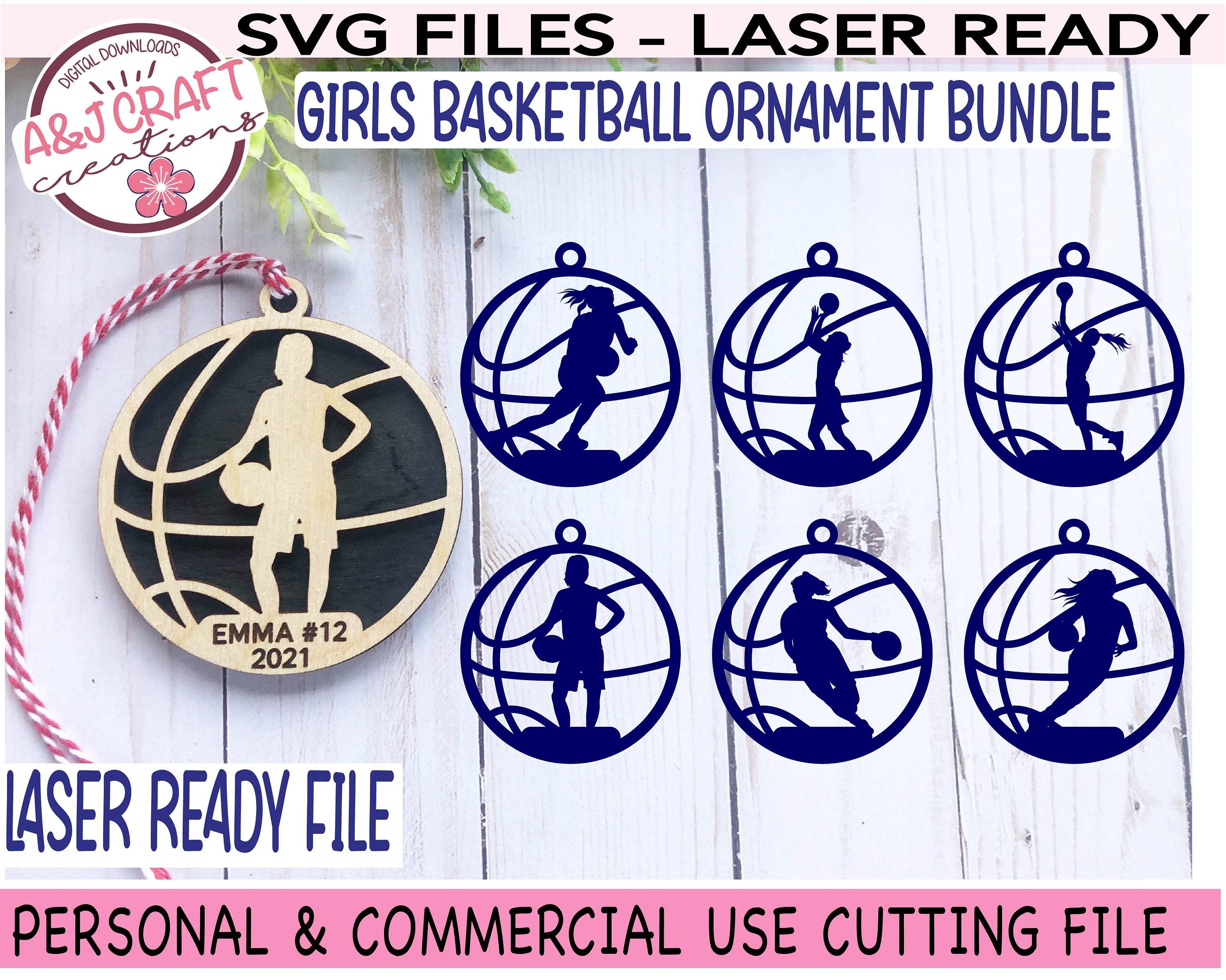 Girls Basketball Ornament Bundle SVG Sports Ornaments Svg - Etsy