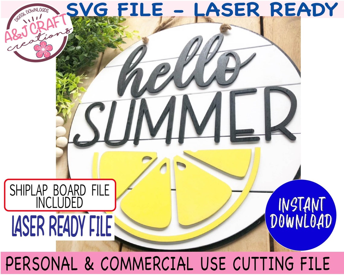 Hello Summer Door Sign svg DIGITAL DOWNLOAD Laser Ready | Etsy