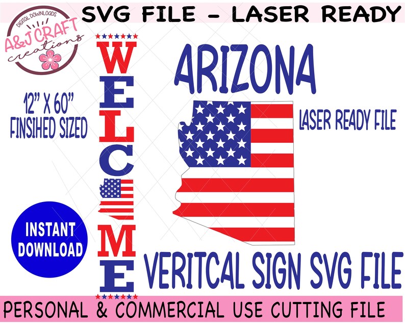 ARIZONA Svg Patriotic Porch Sign Svg Arizona USA Svg | Etsy