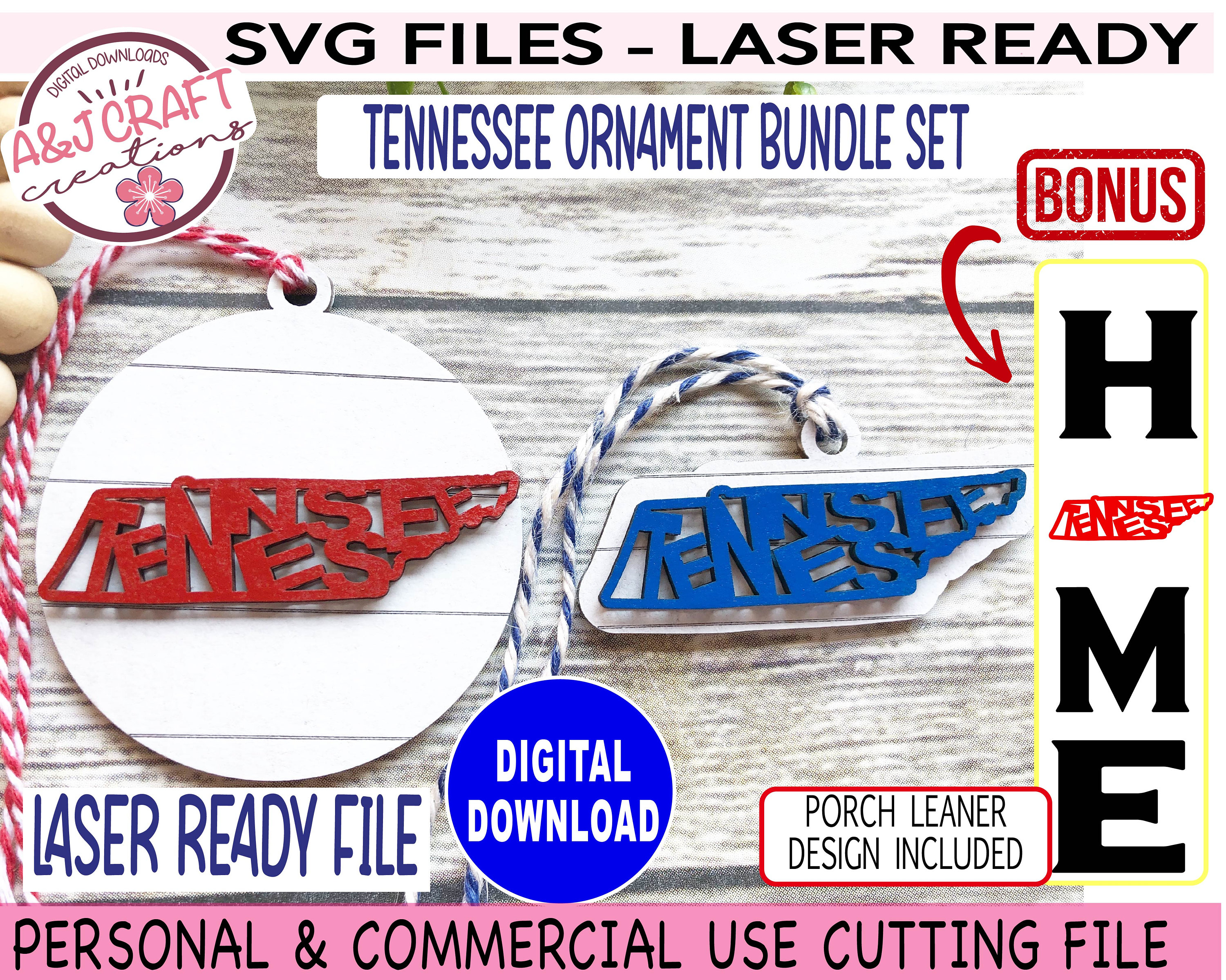 Tennessee Ornament SVG BUNDLE Laser Ready File Tennessee - Etsy