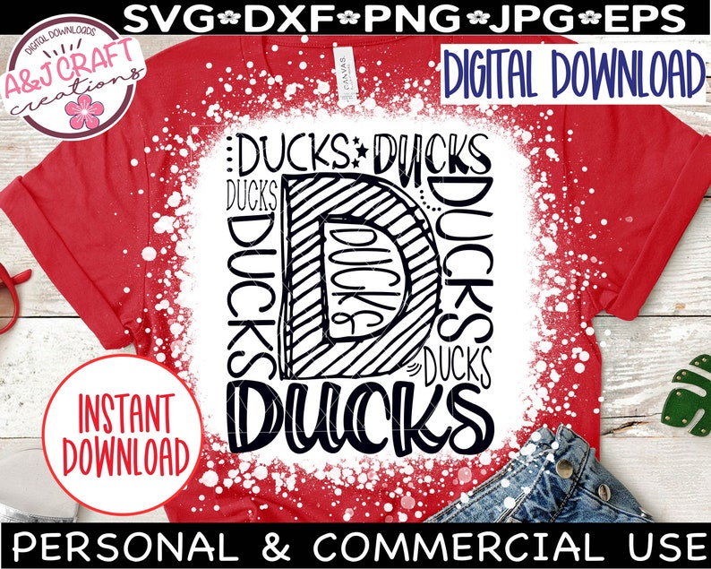 Ducks Team Mascot Typography SVG, School Spirit - Cheer, Football ...