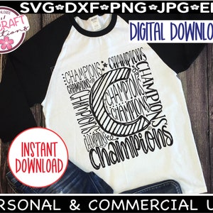Champions SVG, Champions Football Svg, Champions Baseball, Typography ...