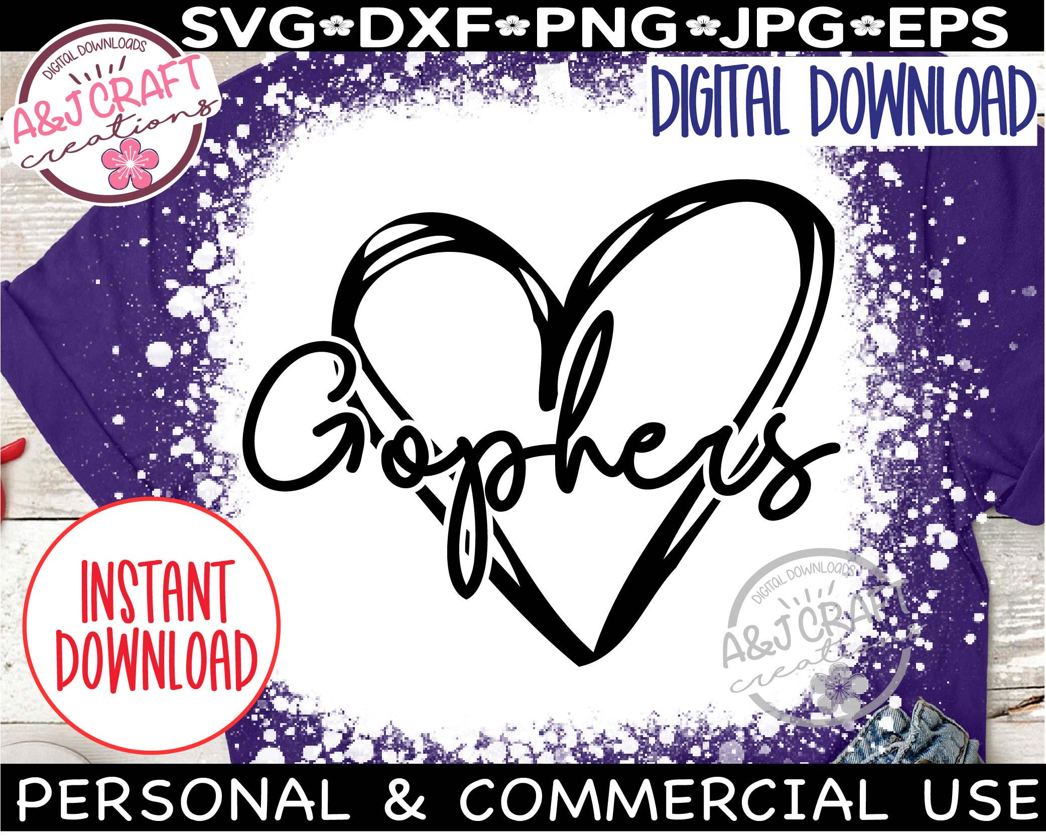 Gophers Heart SVG, Gophers Team Mascot, Gophers Football, Typography ...