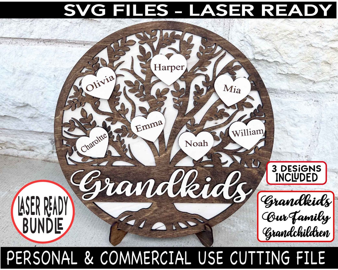 Grandkids Tree Sign Svg, Family Tree Laser File Svg, Tree of Life SVG ...