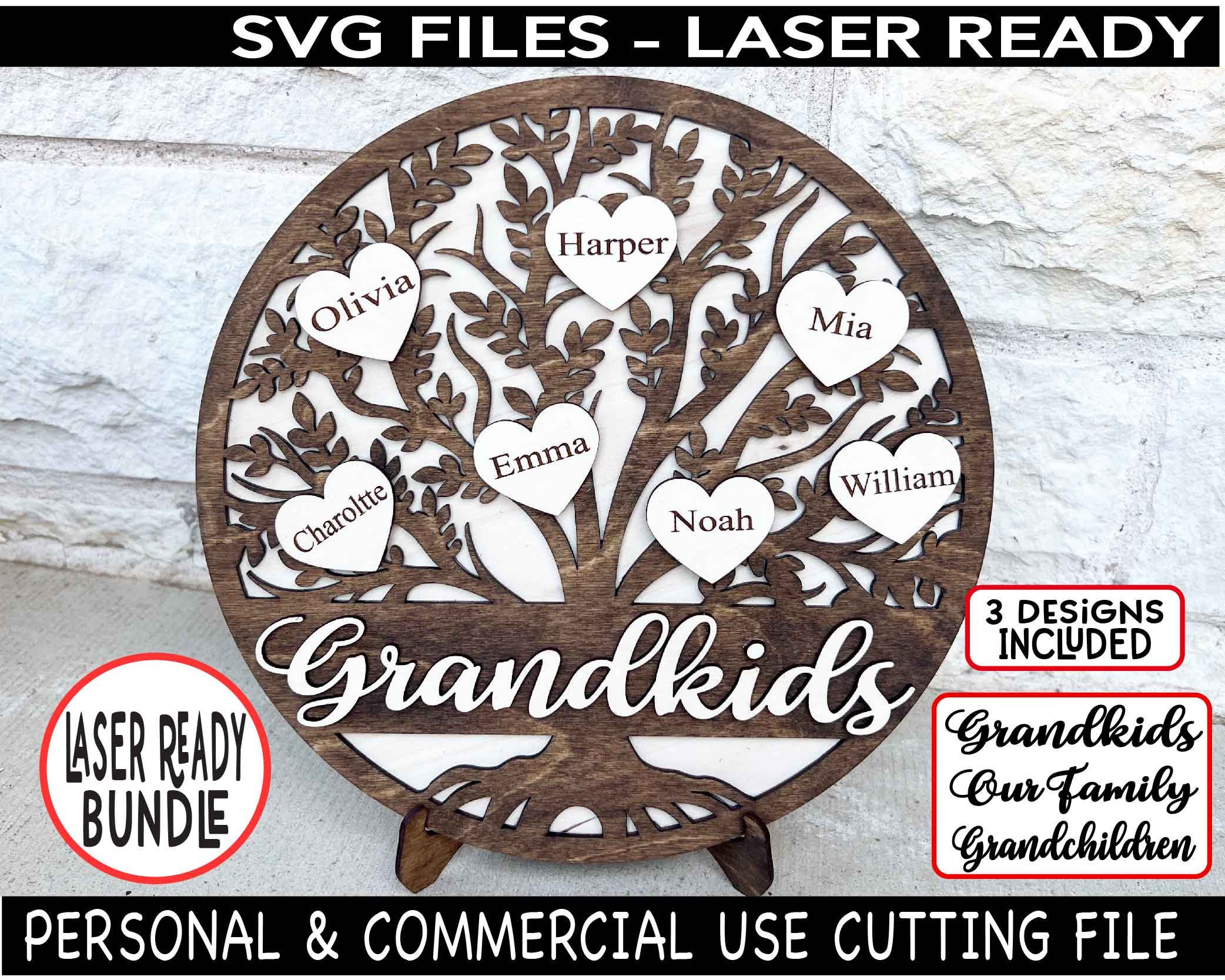 Grandkids Tree Sign Svg Family Tree SVG Glowforge Digital - Etsy Canada
