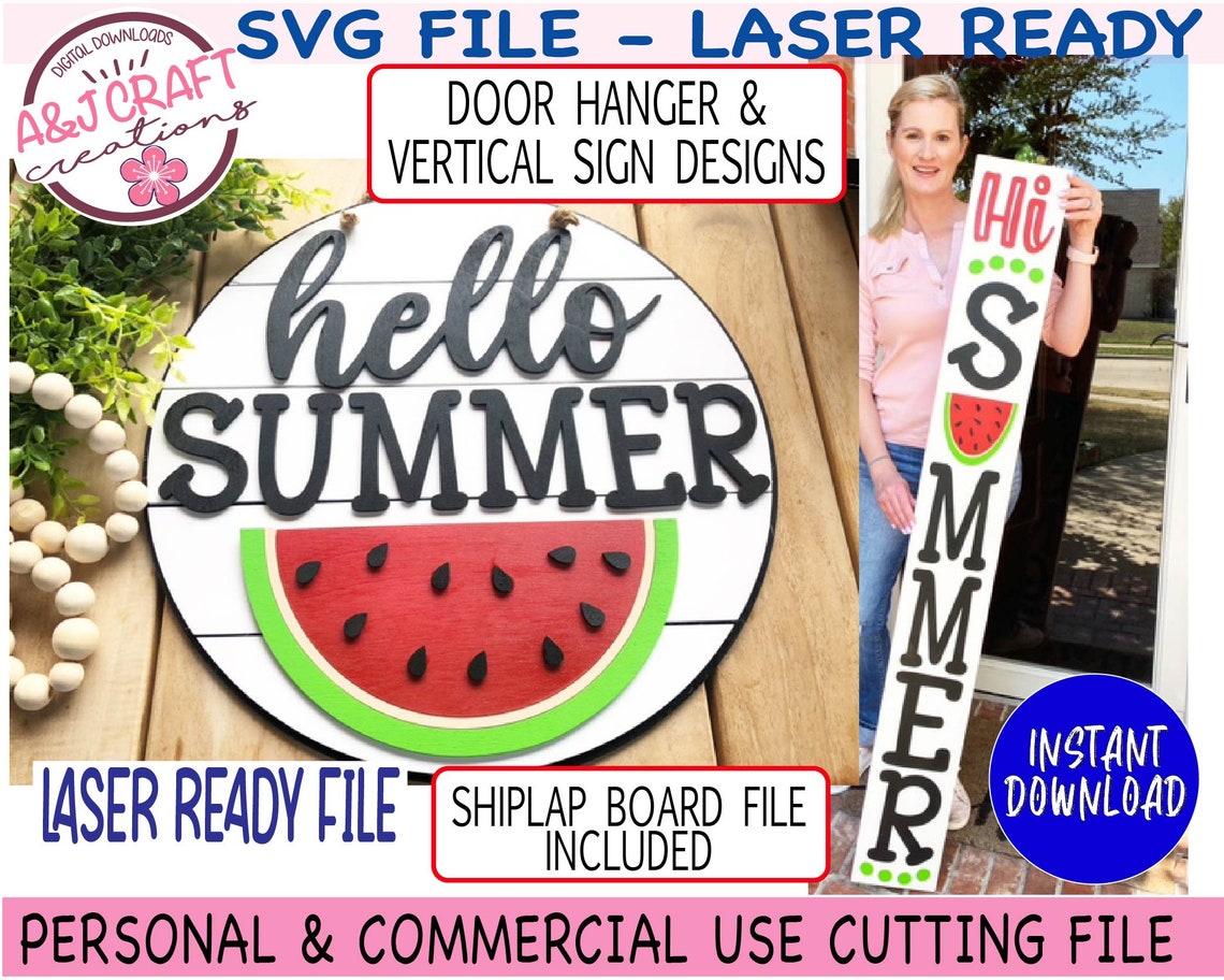 Summer Vertical Sign SVG 2 Sign BUNDLE Hello Summer - Etsy