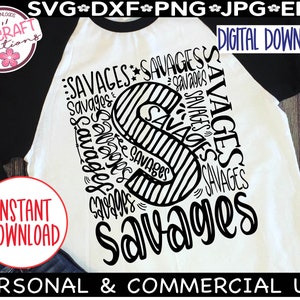 Savages Typography SVG, Savages Football Svg, Savages Team Mascot Svg ...
