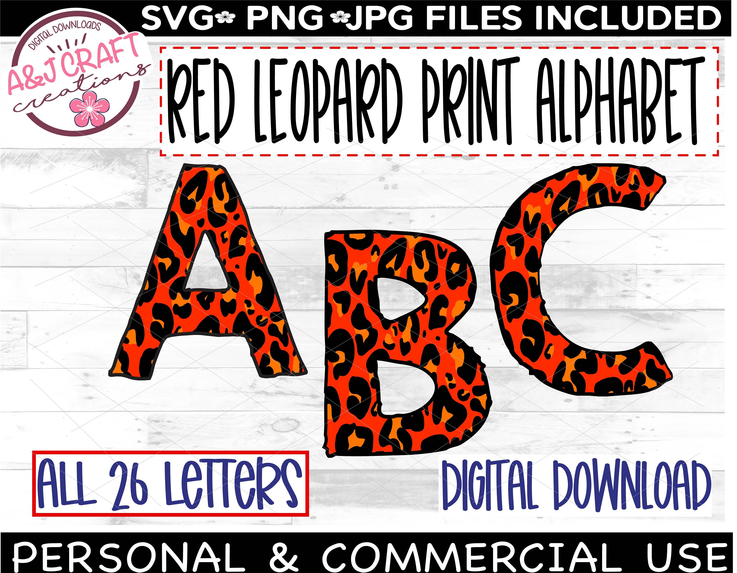 RED Leopard Print Alphabet Png Leopard Print Alphabet Svg - Etsy