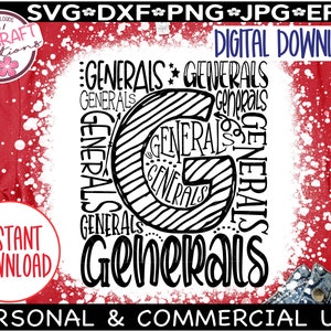 Generals SVG, Generals Typography Svg, Generals Football Svg, Generals ...