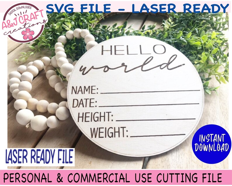 Hello World SVG Hello World Laser Cut File New Baby Sign - Etsy