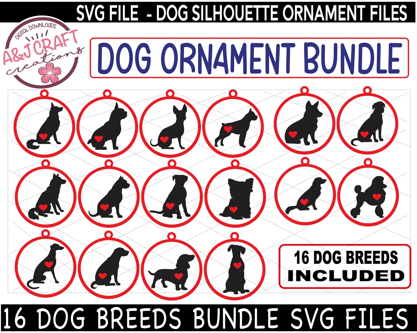 Dog Ornament Svg BUNDLE Dog Breed Ornament Svg Laser Dog - Etsy