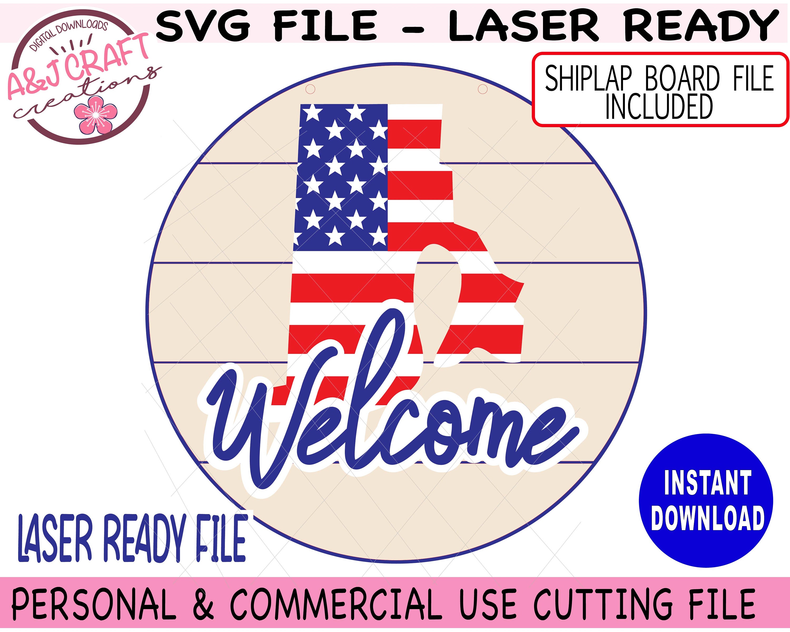 RHODE ISLAND Welcome Sign svg Laser Ready Svg Patriotic | Etsy