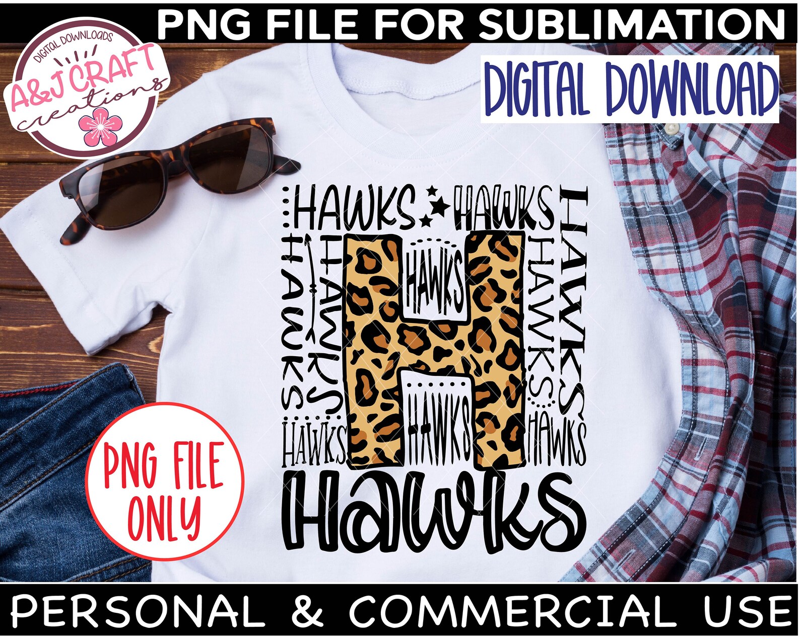 HAWKS Leopard Print PNG Hawks Sublimation Hawks Football - Etsy