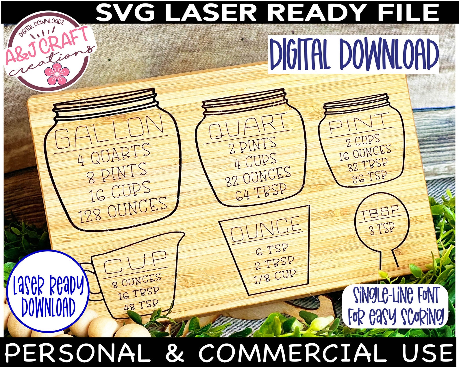 Kitchen Conversion Laser Ready SVG, Kitchen Conversion Chart Svg ...