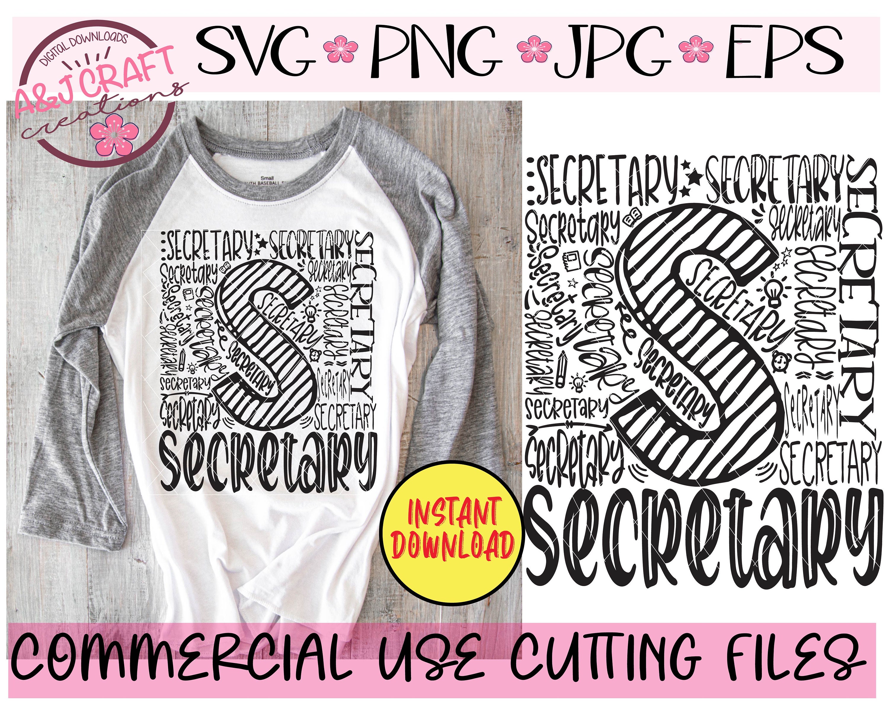 Secretary Typography SVG PNG JPG Eps Word Art Svg Typography | Etsy